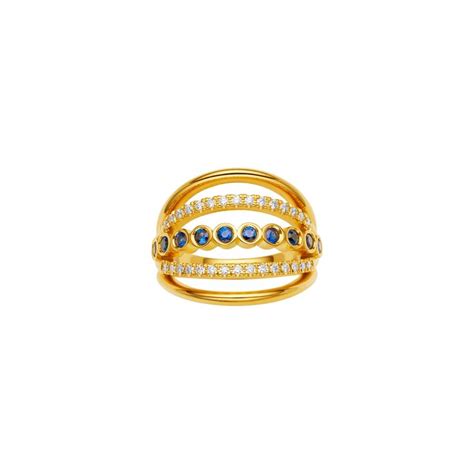 18ct Yellow Gold Sapphire And Diamond Hunky Dory Ring Yellow Gold