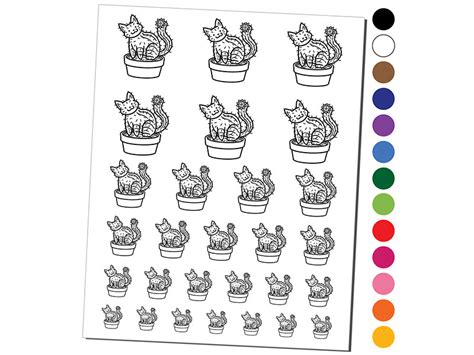 Catcus Cactus Cat Pun Temporary Tattoo Water Resistant Fake Body Art