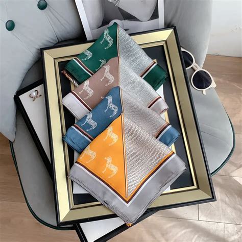 Elegant Zebra Print Bandana Color Block Satin Square Scarf Temu Australia