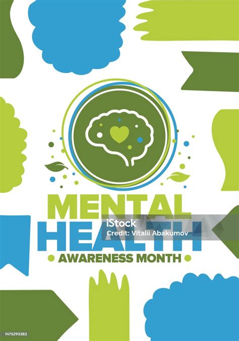 5 월 정신 건강 인식의 달 미국에서 연간 캠페인 정신 건강에 대한 인식을 높이기 제어 및 보호 예방 캠페인 의료 의료 디자인 벡터 일러스트레이션 5월에 대한 스톡 벡터