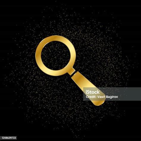 搜索放大金圖示金色粒子背景的向量插圖隔離向量符號符號 教育圖示黑色背景向量圖形及更多一個物體圖片 一個物體 互聯網 光學儀器 Istock