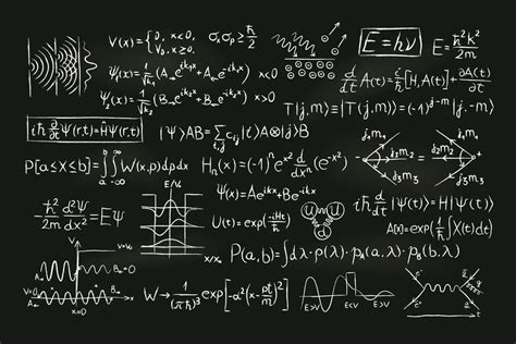 Quantum Physics Formula Equations Science Lab Scientific Blackboard Illustration