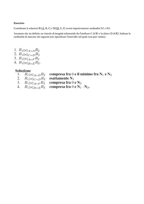 Algebra E Calcolo Relazionale Esercizi Di Basi Di Dati Docsity