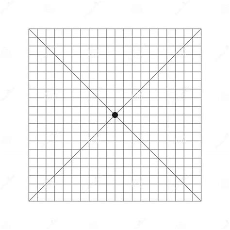 Amsler Grid Chart With Dot In Center And Diagonal Cross Lines Test To Monitoring Central Visual