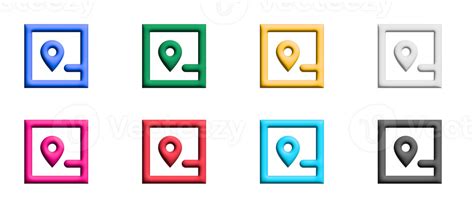 Map Icon Set Colored Symbols Graphic Elements 16617477 Png
