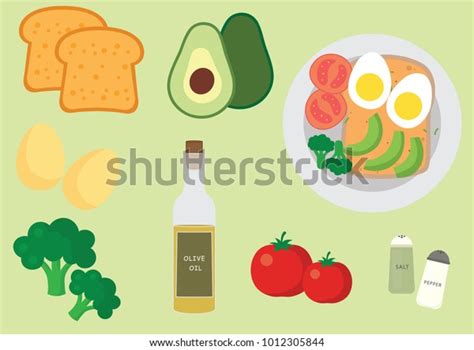 Avocado Toast Poached Egg Recipe Vector Stock Vector Royalty Free