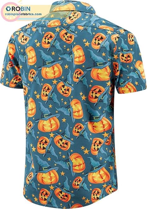 Halloween Pumpkins Printed Casual Short Sleeve Hawaiian Shirts
