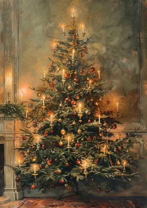 Vintage Christmas Tree Festive Candles Free Photo Illustration Rawpixel