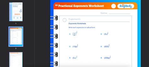 Fractional Exponents Worksheets Free Printable