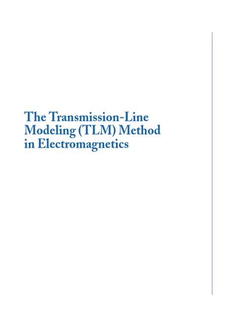 The Transmission Line Modeling Tlm Method In Electromagnetics Pdf Conceptual Model