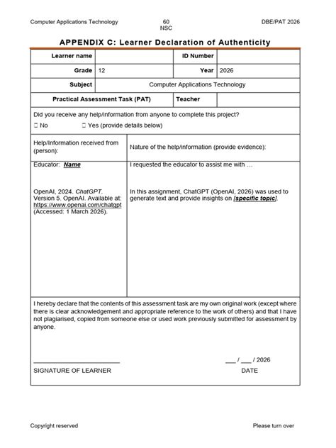 Learner Declaration Pdf