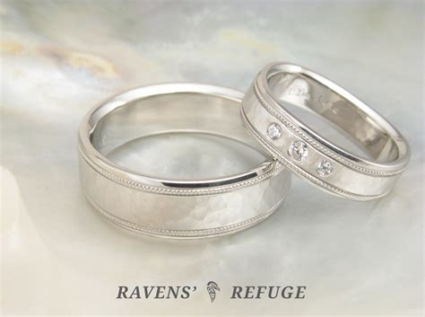 Matching Platinum Wedding Bands His Hers Platinum Rings Ravens Refuge