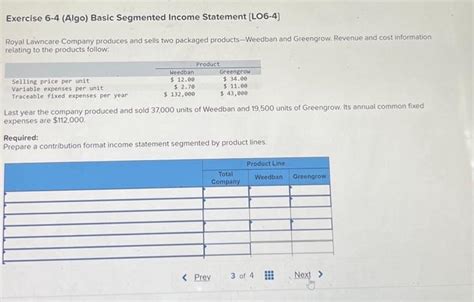 Solved Exercise 6 4 Algo Basic Segmented Income Statement