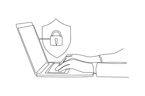 Premium Vector One Continuous Line Drawing Of Digital Security