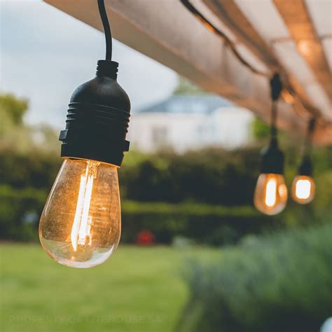 Litehouse 15m Led Power Festoon Traditional Outdoor Bulb String Lights 15 Bulbs Black