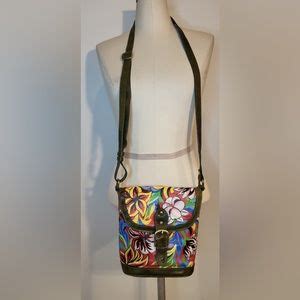 Sharif Bags Vintage Sharif Hand Painted Floral Print Leather Cross