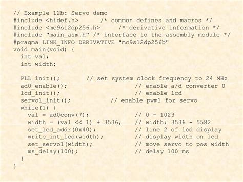 Ppt Example 12 Pulse Width Modulation Pwm Motors And Servos