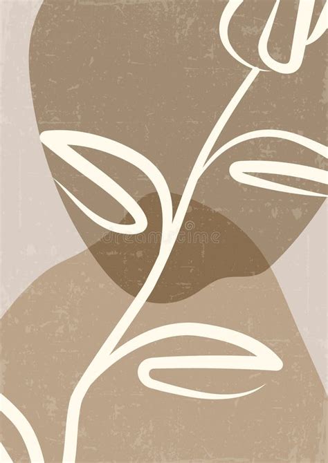 Abstract Decorative Background With Leaf In Boho Style Illustration