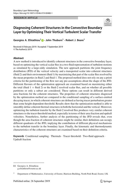 Pdf Diagnosing Coherent Structures In The Convective Boundary Layer By Optimizing Their