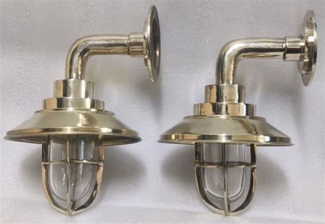 Nautical Bulkhead Light Marine Solid Brass Wall Light With Shade Etsy