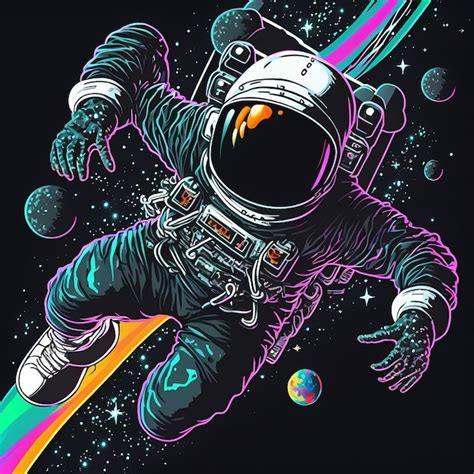 Una ilustración de un astronauta en el espacio con un fondo de arco