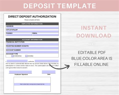 Direct Deposit Authorization Template Editable Automatic Payment Authorization Automatic