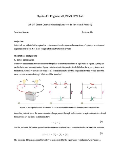 Lab 05 Resistors In Series And Parallel Pdf Series And Parallel