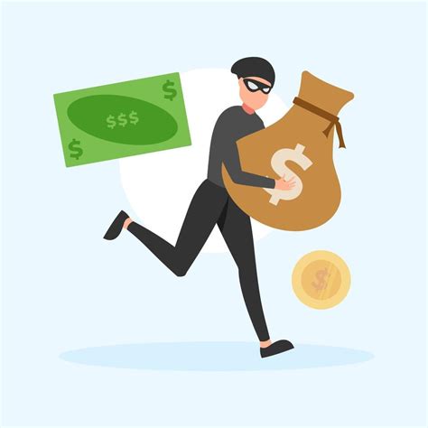 Cute Flat Illustration Cartoon Of Thief Hacker Stealing Data Money For Web Sticker Icon Mascot