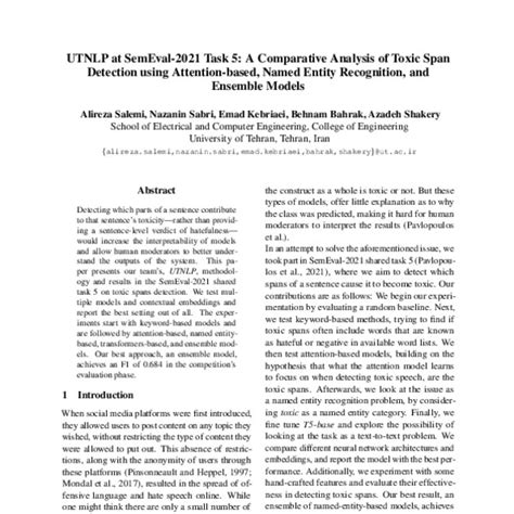 UTNLP At SemEval Task A Comparative Analysis Of Toxic Span Detection Using Attention