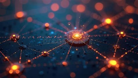 Abstract Glowing Network Of Nodes Connections Represents Deep Learning