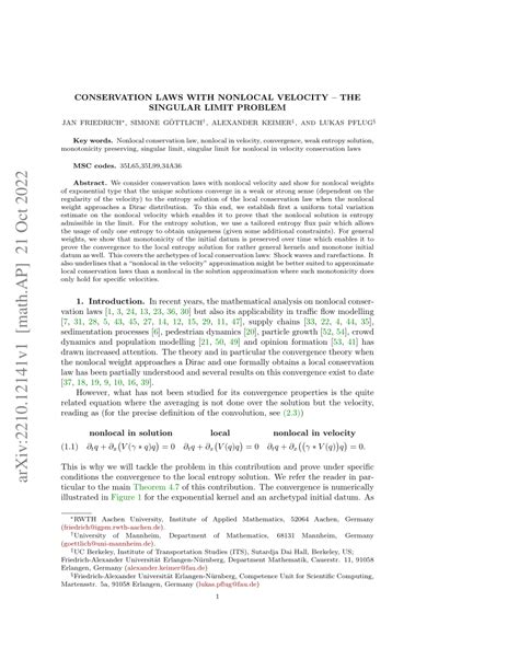 Pdf Conservation Laws With Nonlocal Velocity The Singular Limit Problem