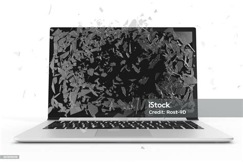 컴퓨터 또는 노트북 디자인 프로젝트에 대 한 흰색 배경에 고립 깨진된 화면을 3d 렌더링 0명에 대한 스톡 사진 및 기타 이미지 0명 3차원 형태 Lcd Istock