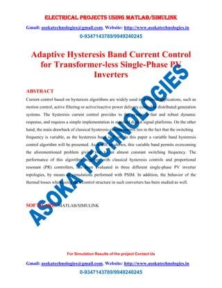 Adaptive Hysteresis Band Current Control For Transformer Less Single