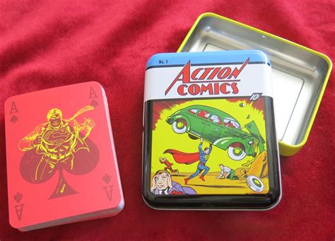 Vintage Action Comics Playing Cards Tin Deck Comic Cover Comics Cards