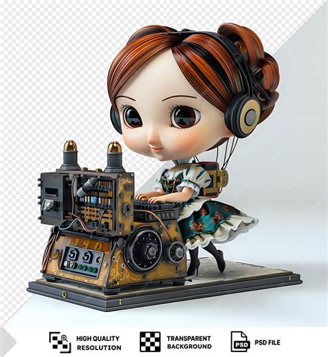 Premium Psd Awesome Chibi Ada Lovelace The Mathematician Typing On A Miniature Computer