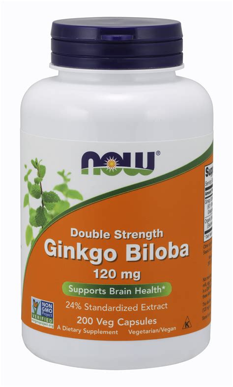 NOW Supplements Ginkgo Biloba 120 Mg Double Strength Non GMO Project