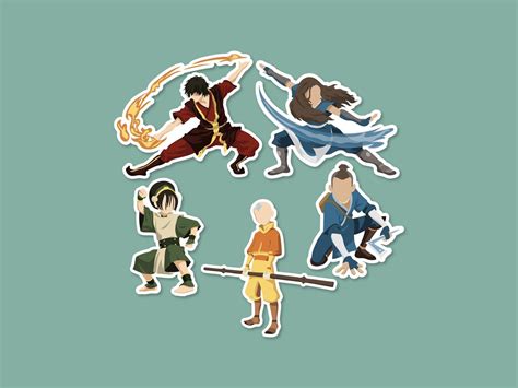 Atla Stickers 5 Pack Aang Zuko Katara Sokka Toph The