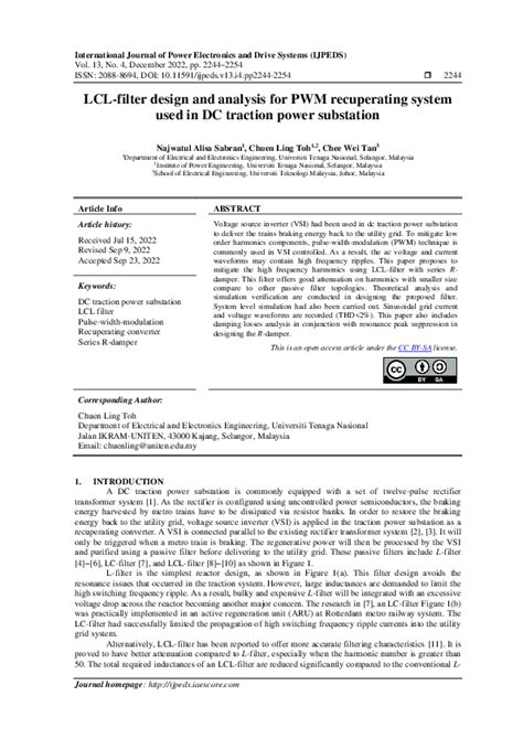 pdf lcl filter design and analysis for pwm recuperating system used