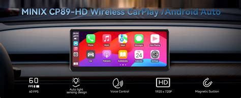 Minix [2025 Fully Laminated Screen] 60fps Portable Wireless Carplay Car Stereo 8 9