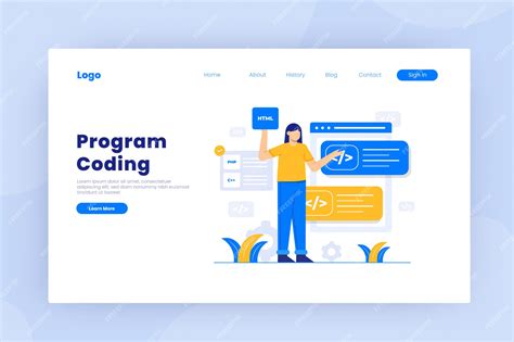 Premium Vector Program Coding Landing Page Template