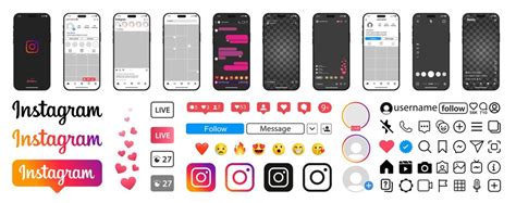 Premium Vector Instagram App Interface In Iphone Screen Icons