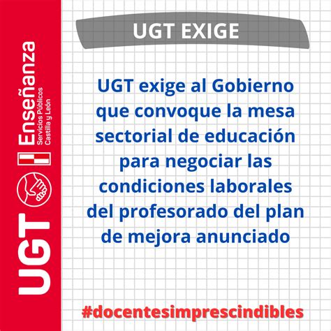 Ugt Exige Al Gobierno Que Convoque La Mesa Sectorial De Educación Para