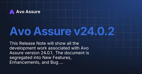 Avo Assure V2402 Avo Assure