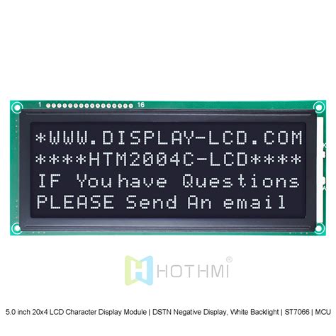 50英寸20x4 Lcd字符液晶显示模组 Dstn负显，白色背光 St7066 Mcu接口 黑底白字 Arduino