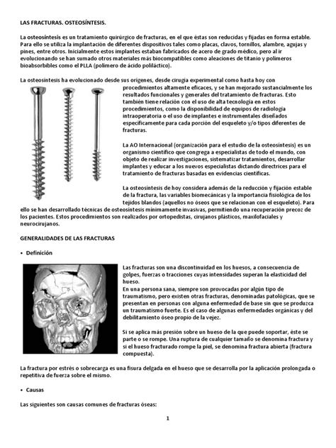01 Osteosíntesis Pdf Medicina Clinica Sistema Esquelético