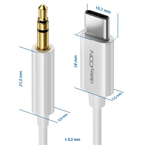 DeleyCON 2m 3 5mm Klinke Auf USB C Kabel AUX 3 5mm Klinkenkabel Audio