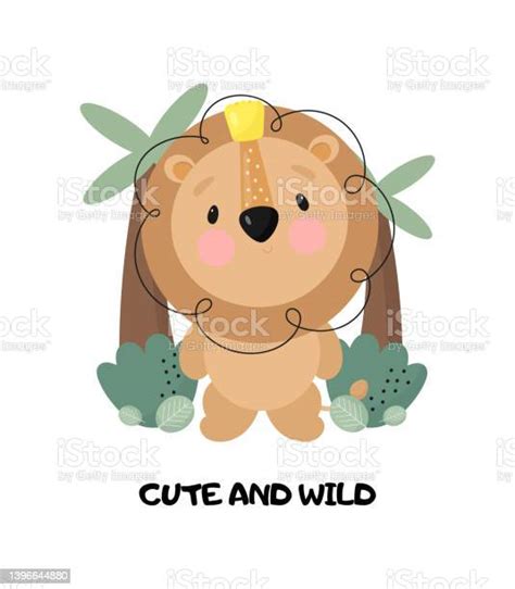 귀여운 사자 만화 스타일 벡터 일러스트레이션 카드 포스터 배너 어린이 책 팩에 인쇄 옷 직물 벽지 섬유 또는 접시에 인쇄 0명에 대한 스톡 벡터 아트 및 기타 이미지