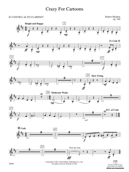 Crazy For Cartoons World Part E Flat Contrabass Clarinet By Robert