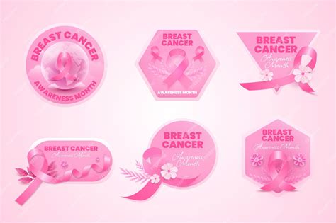 Free Vector Realistic Breast Cancer Awareness Month Labels Collection