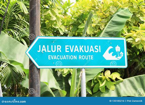Sign Of Evacuation Route For Case Of Tsunami Editorial Photo Image Of